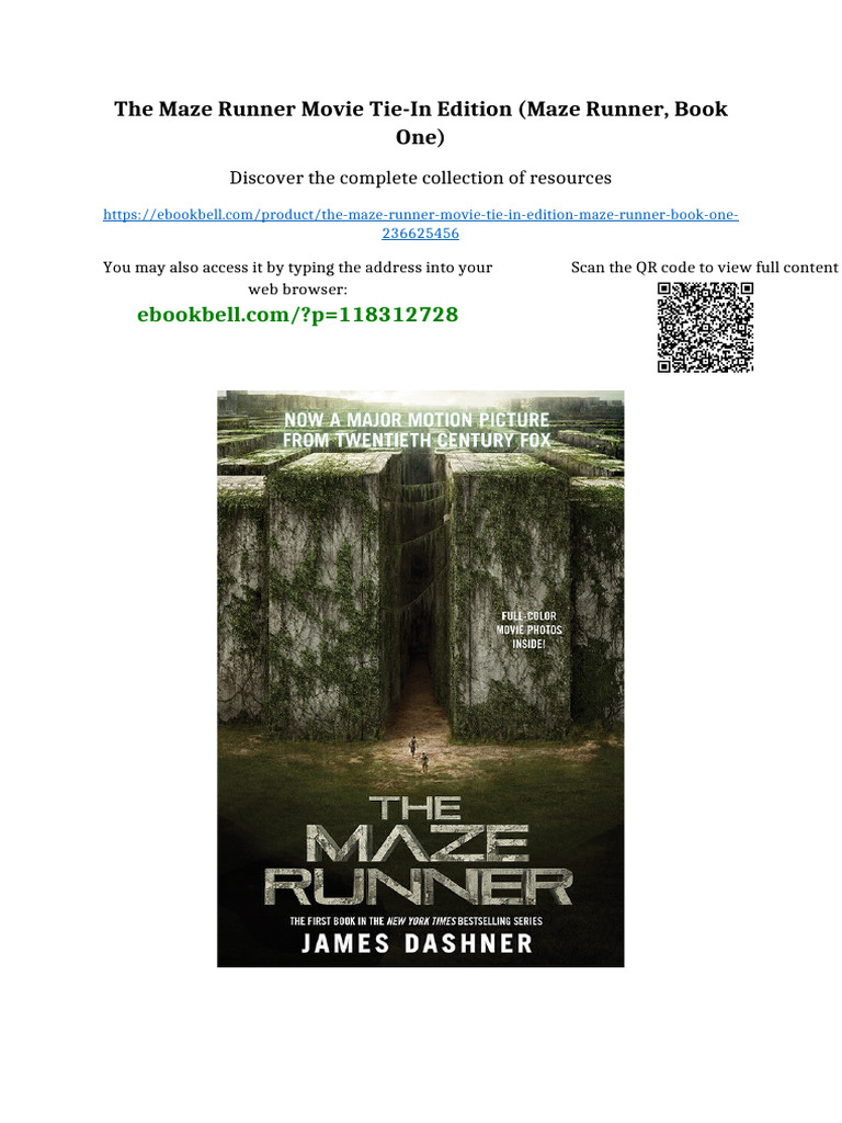 The Maze Runner Movie Tie-In Edition (Maze Runner, Book One) pdf ...