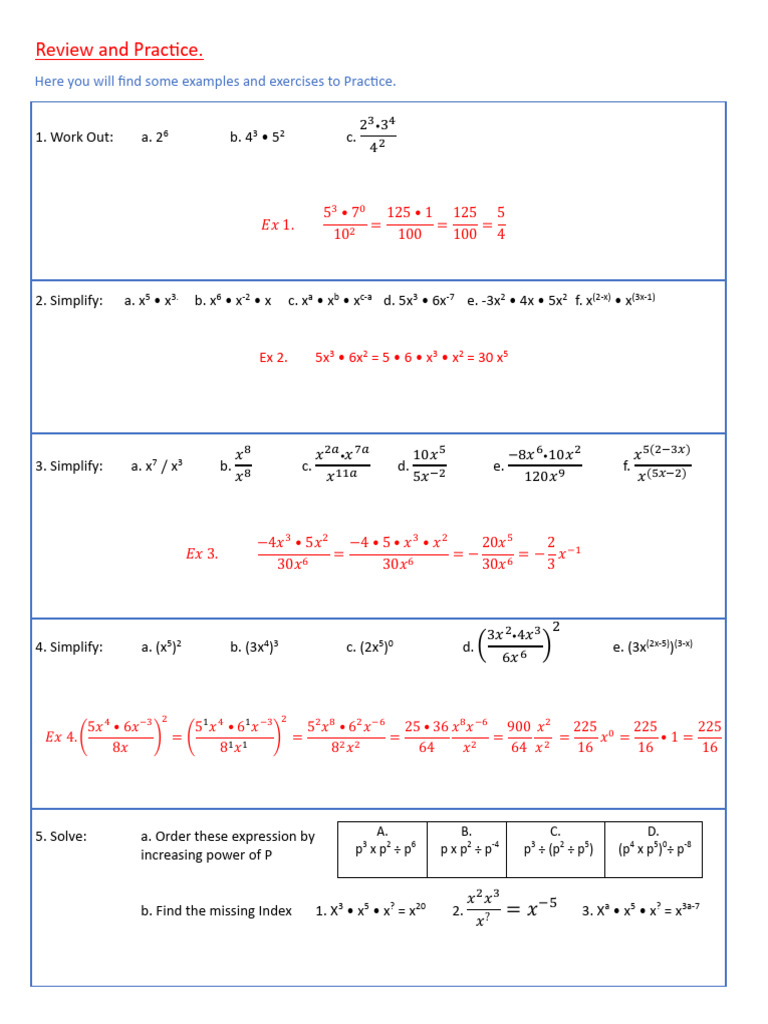 Exponents Review and Practice | PDF | Chess Theory | Chess
