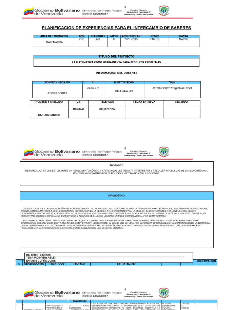 Planificacion de C.E. Francisco Lazo Marti - 2do | PDF | Cognición
