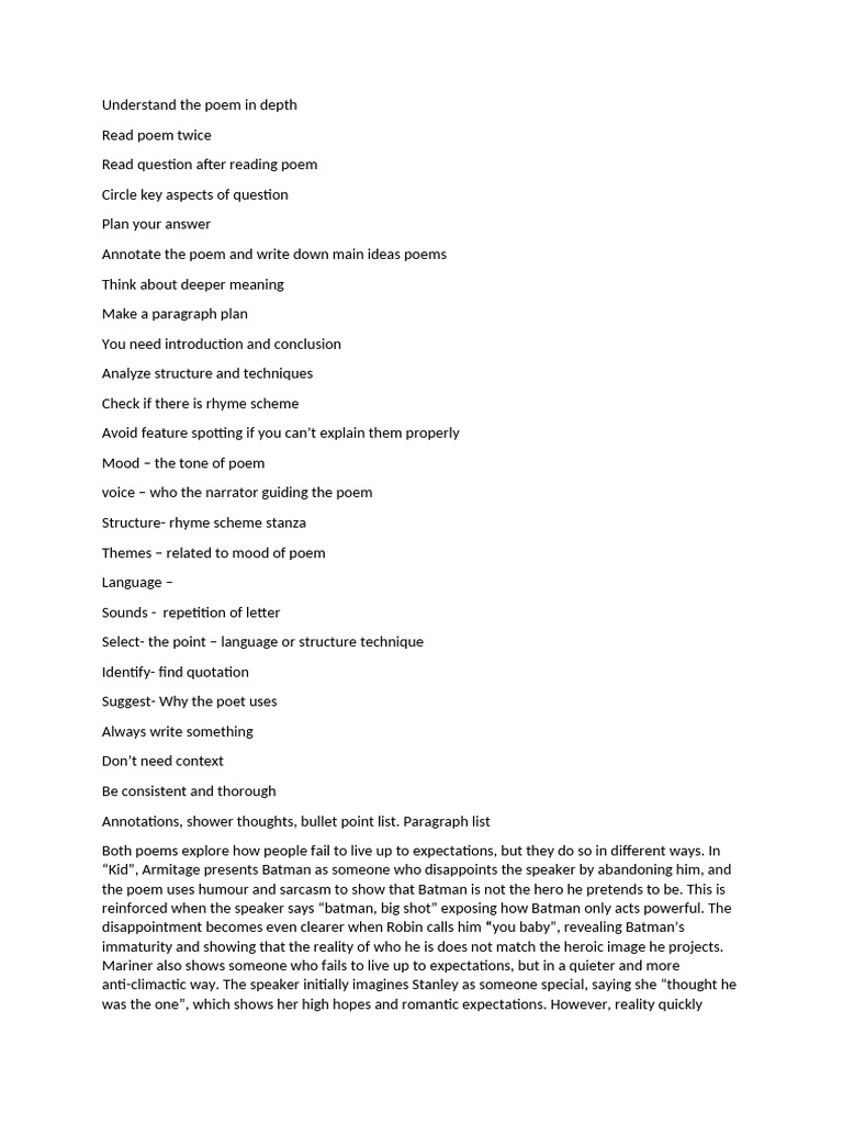 Understand The Poem in Depth | PDF