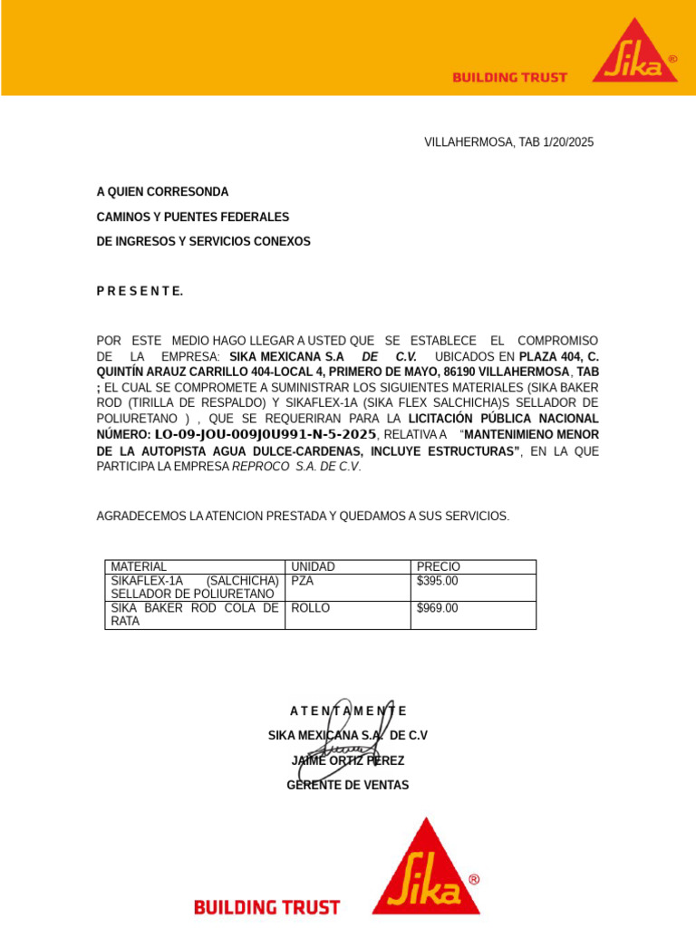 Carta Sika Backer Rod | PDF
