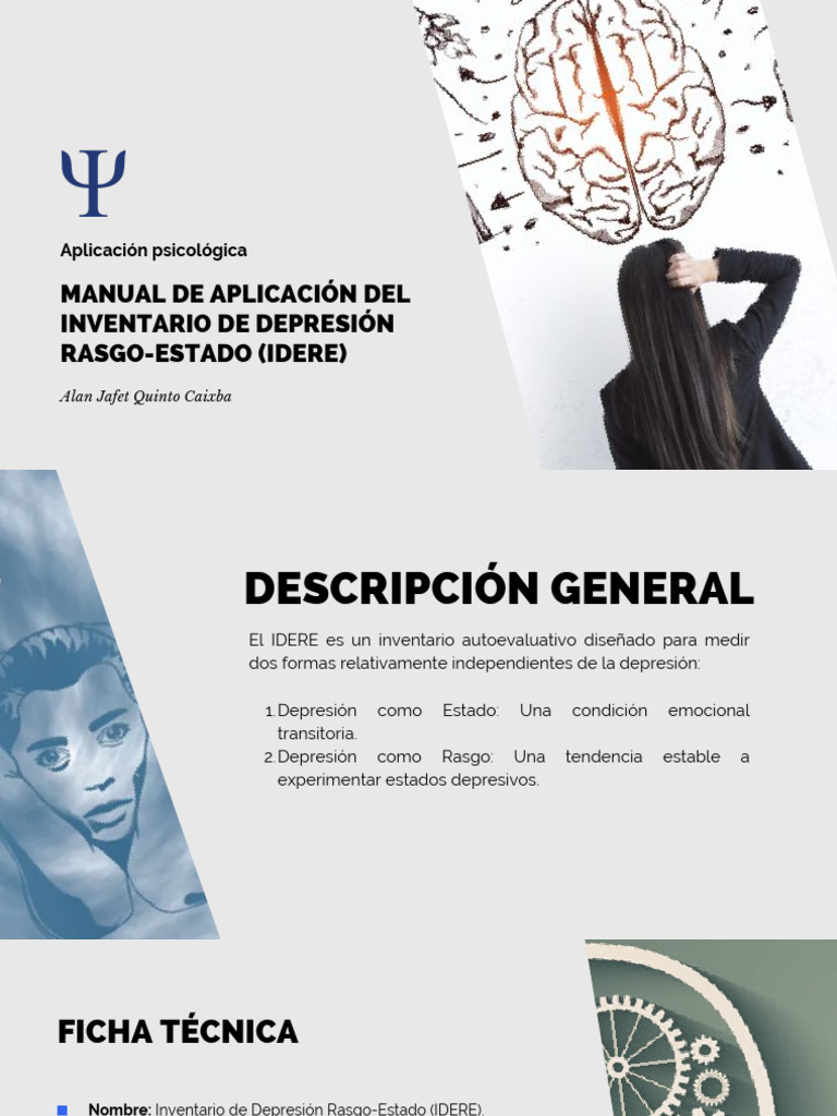 Manual de Aplicación Del Inventario de Depresión Rasgo Estado Idere ...
