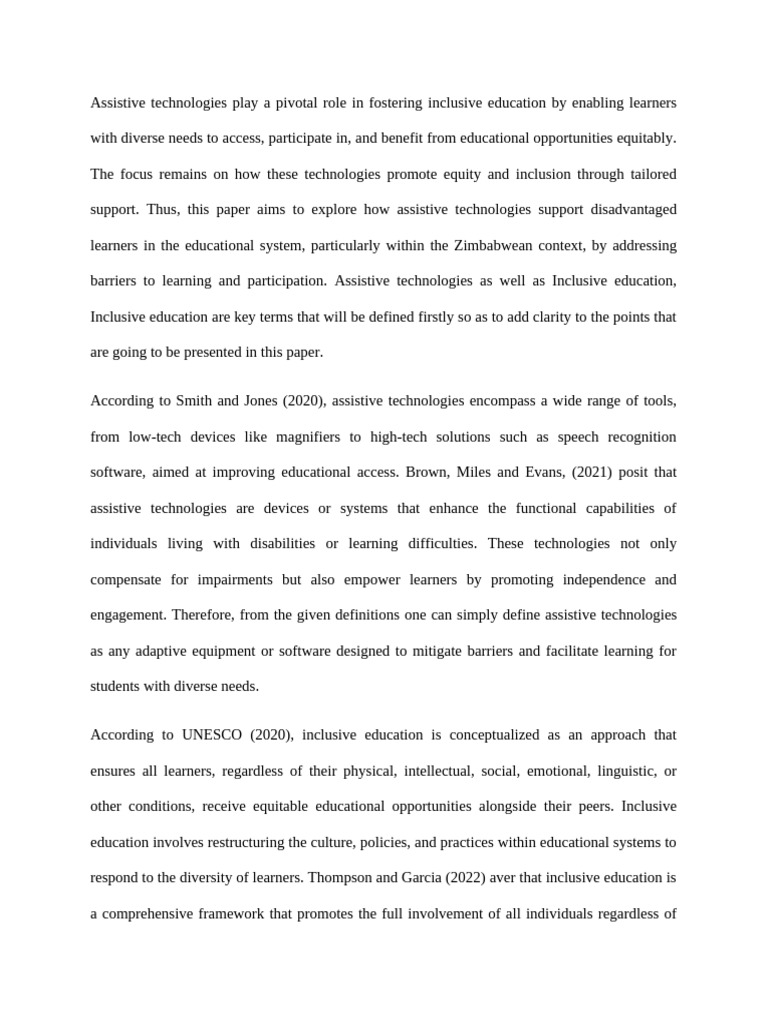 Assistive Technologies Recent | PDF | Inclusion (Education) | Learning