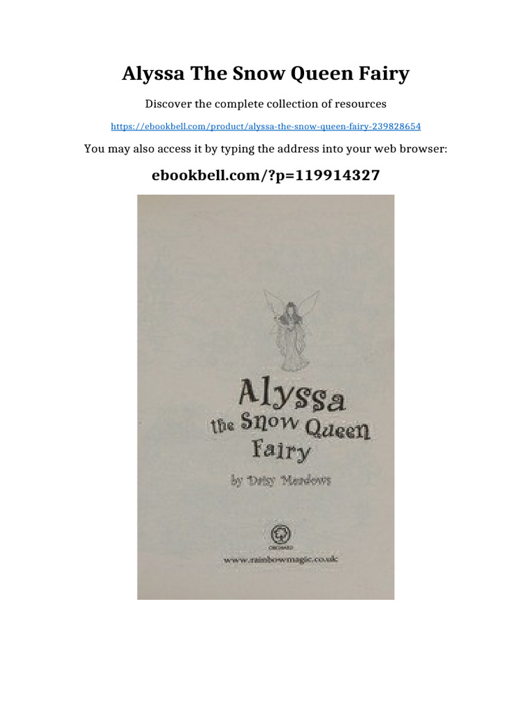 Alyssa the Snow Queen Fairy available any format | PDF | Waste ...