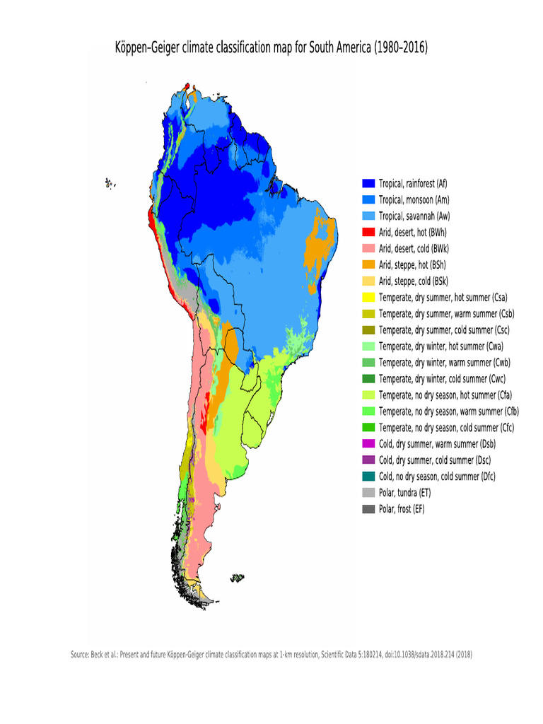Koppen-Geiger Map South America (1980-2016) | PDF