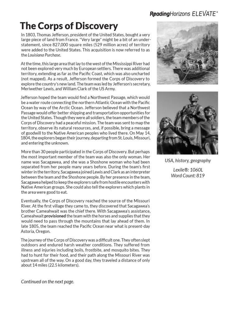 4 - The Corps of Discovery | PDF | Lewis And Clark Expedition | Sacagawea