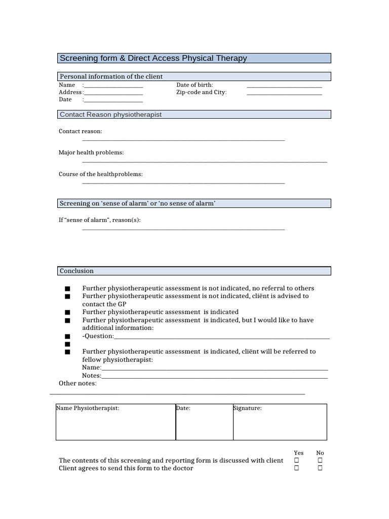 Screening Form | PDF