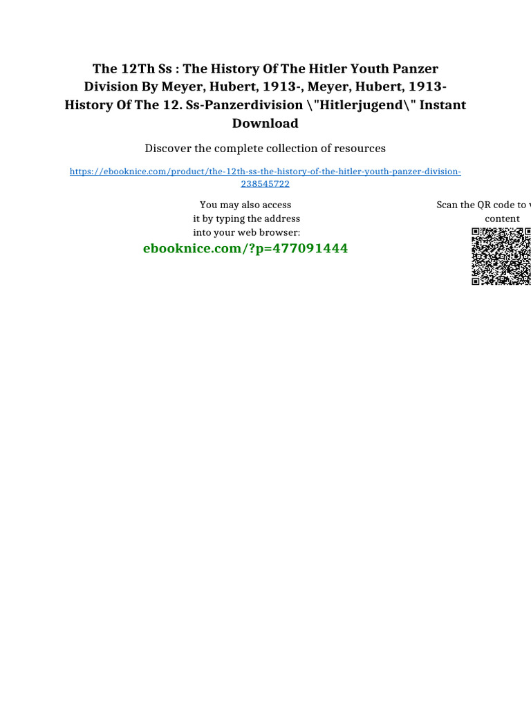 The 12th SS : the history of the Hitler Youth Panzer Division by Meyer ...