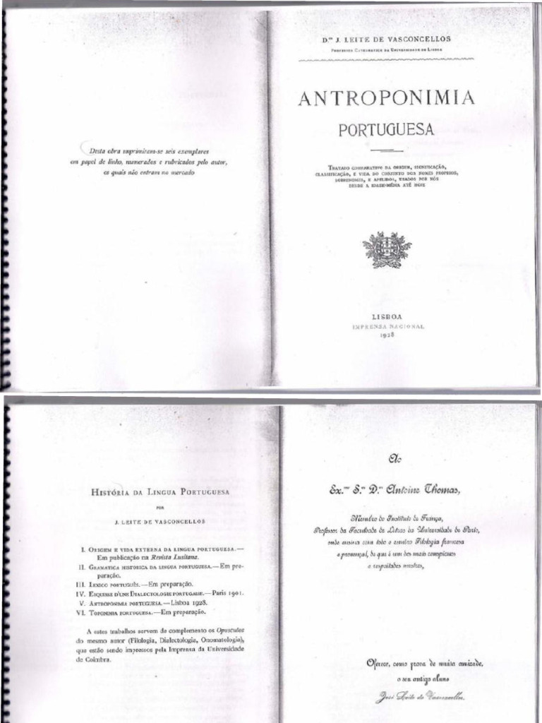 Jose Leite de Vasconcelos Antroponimia Portuguesa PDF | PDF