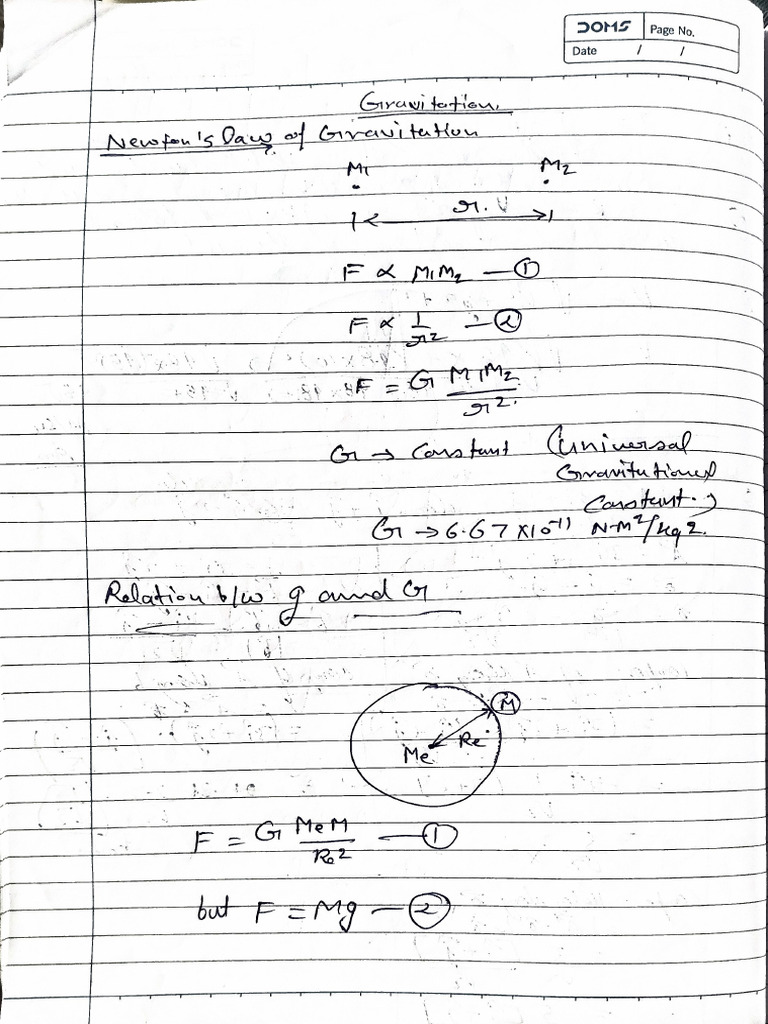 Gravitation Class 11th Physics | PDF