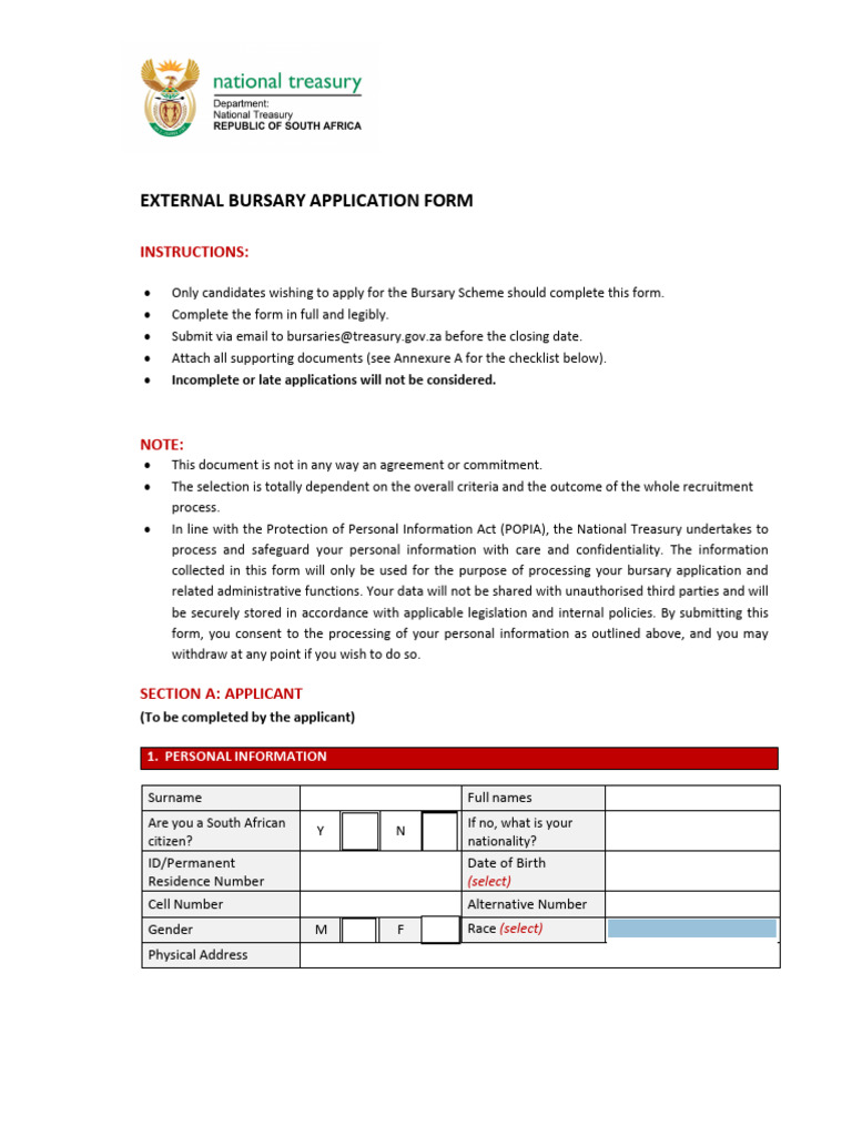 Bursary Application Form | PDF