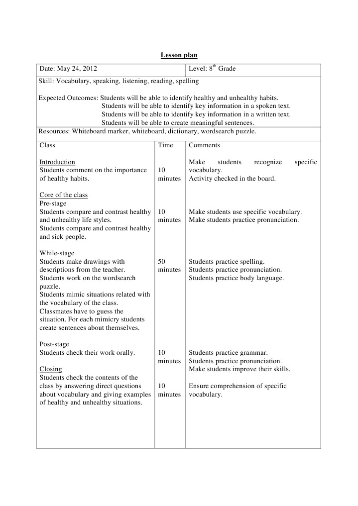 8th Grade Healthy Habits Lesson Plan | PDF | Career & Growth