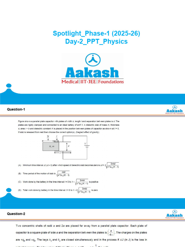 Spotlight Phase-2 (2025-26) Day-2 PPT Physics | PDF