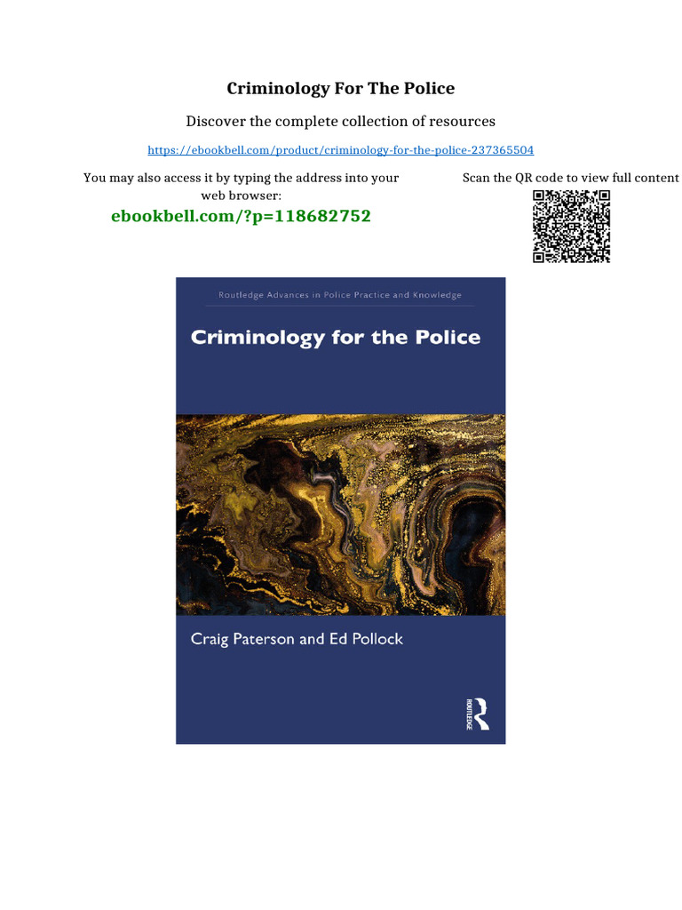 Criminology For The Police Available Any Format | PDF | Exploitation Of ...