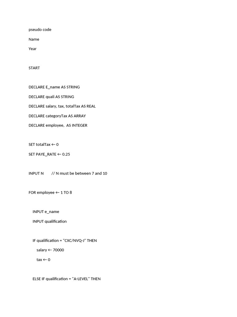 Pseudocode For 5th Form | PDF