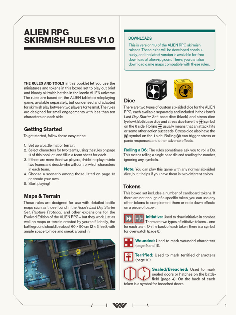 ALIEN Evolved Edition Miniatures Set Rapture Protocol Rules Booklet | PDF