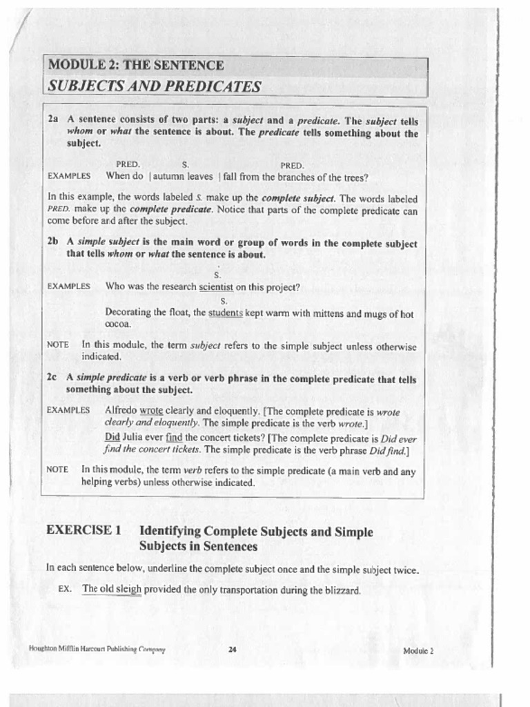 Kearsten Ivory - TE - HMH Grammar Practice. Module 2. The Sentence 2 | PDF