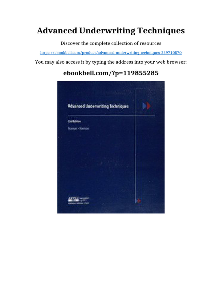 Advanced Underwriting Techniques Available Any Format | PDF ...