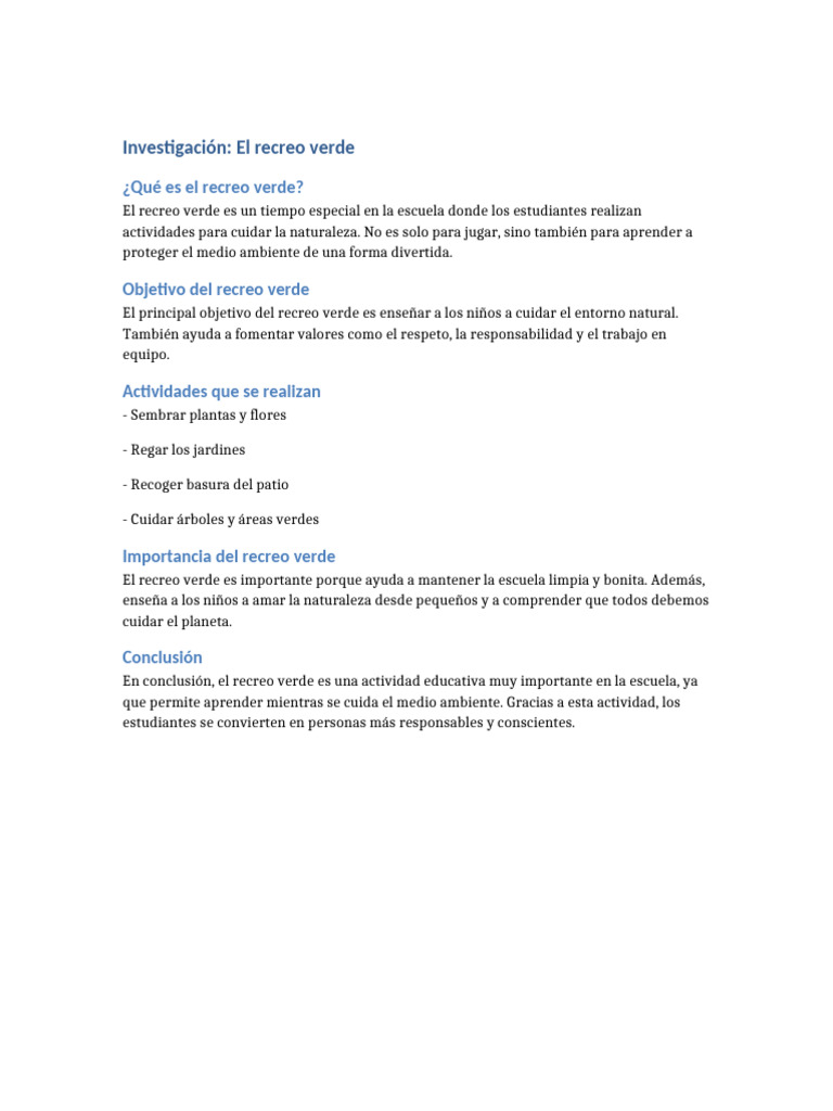 Investigacion Recreo Verde Primaria | PDF