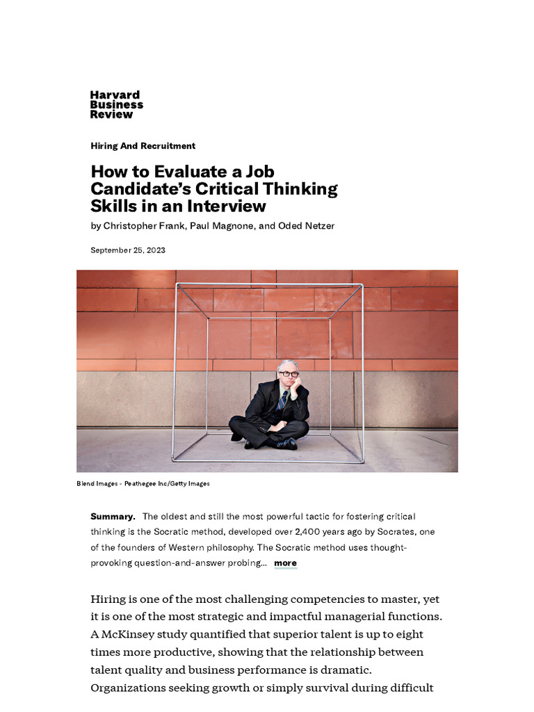 How To Evaluate A Job Candidate's Critical Thinking Skills in An ...