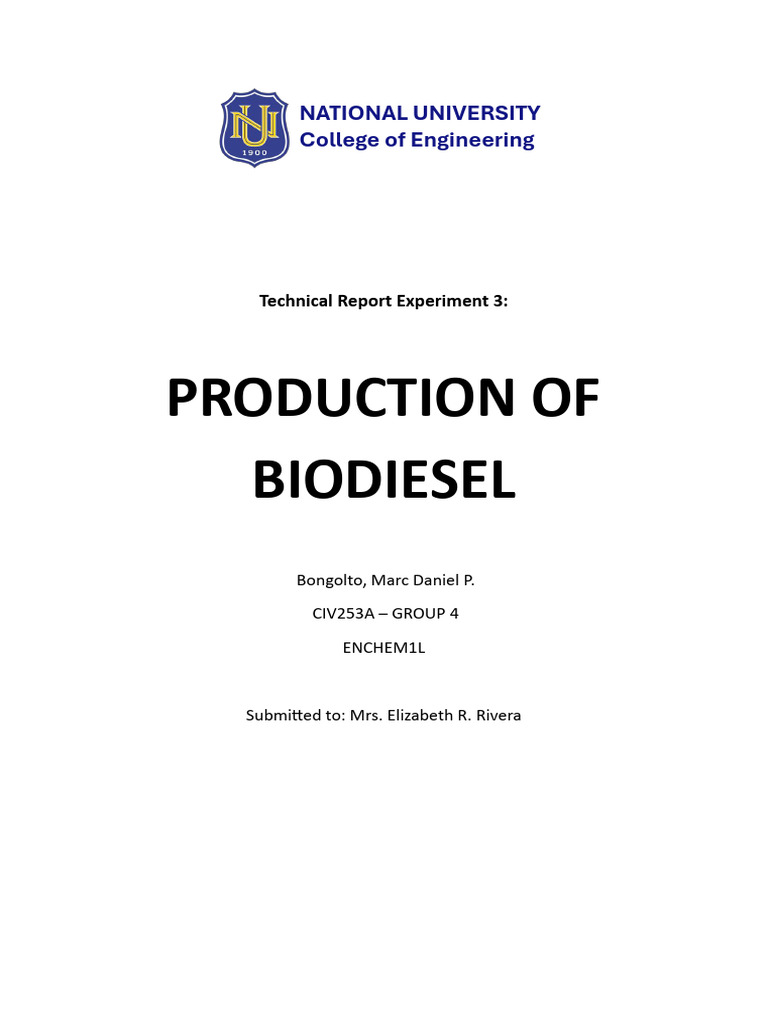 ENCHEM1L Bongolto (1) | PDF | Biodiesel | Chemical Substances