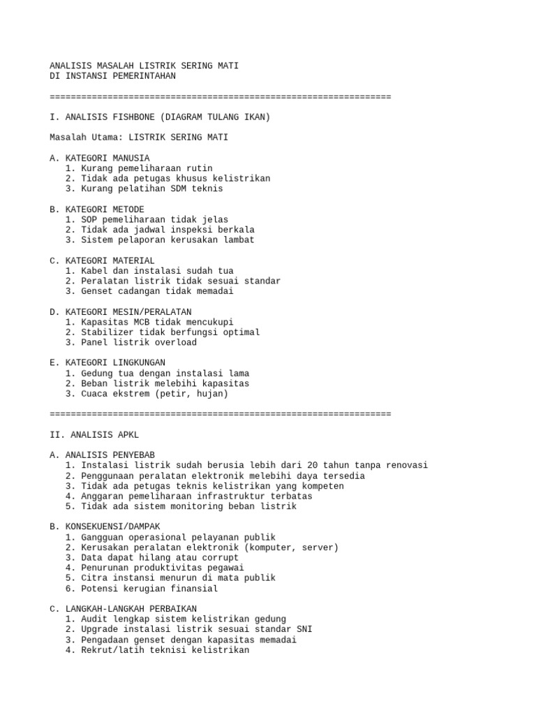 Analisis Listrik Sering Mati | PDF