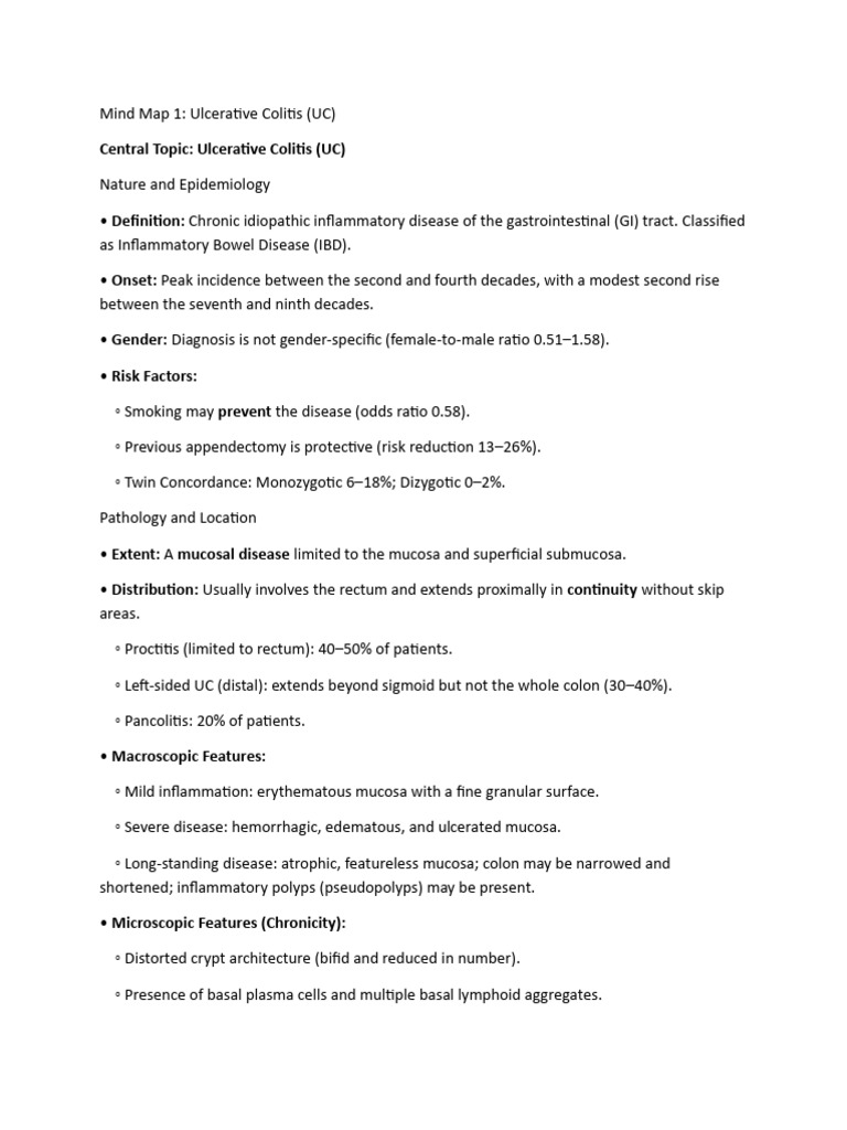 Mind Map 1 | PDF | Ulcerative Colitis | Medicine