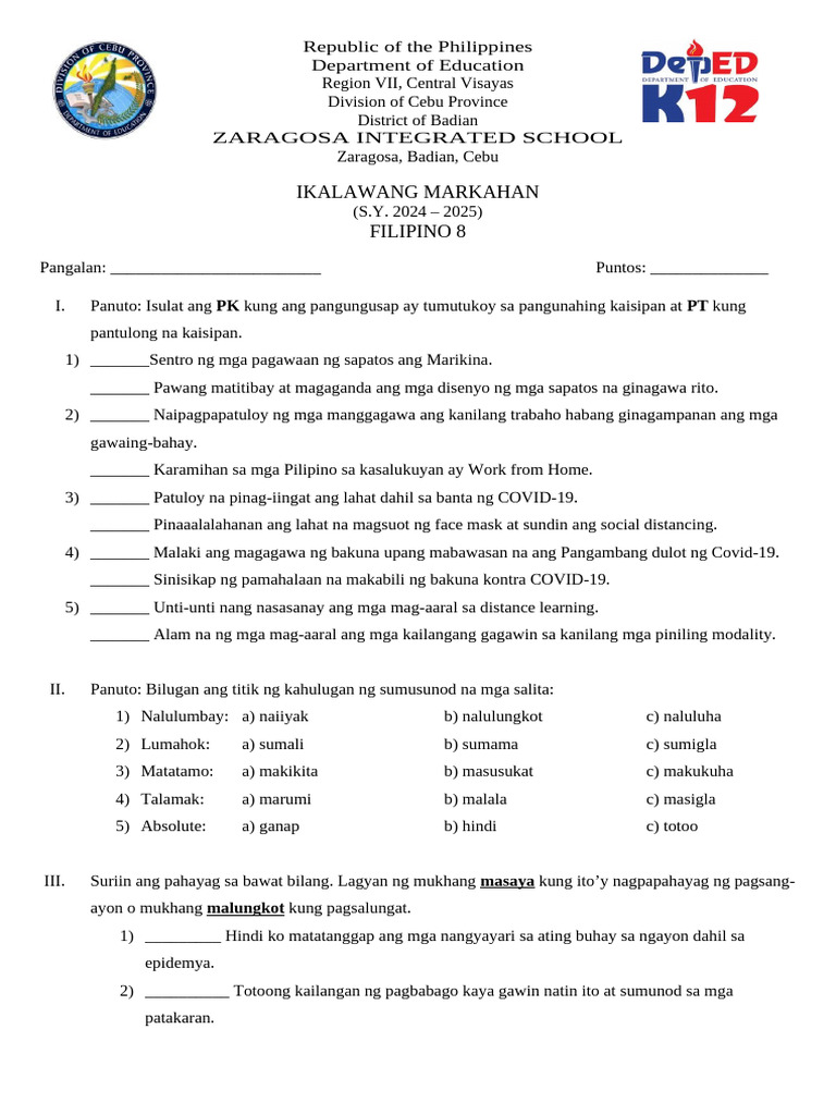 Filipino 8 | PDF