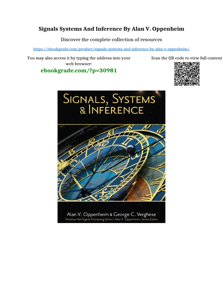 Signals Systems and Inference by Alan V. Oppenheim Available Any Format ...