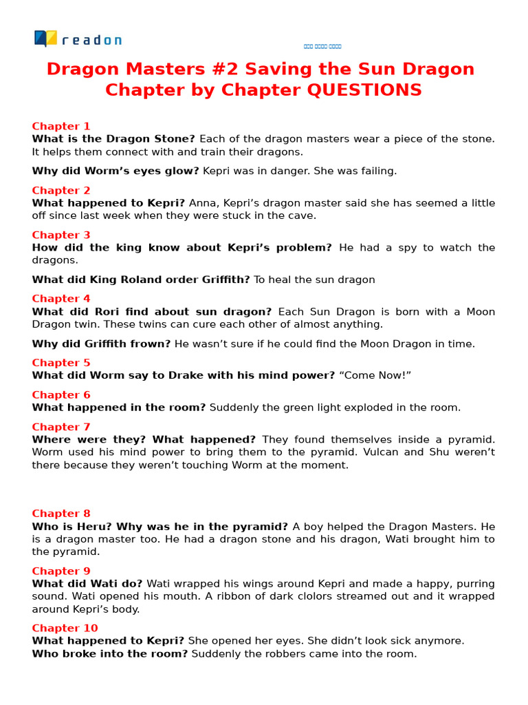 2 Dragon Masters _ Saving the Sun Dragon | PDF
