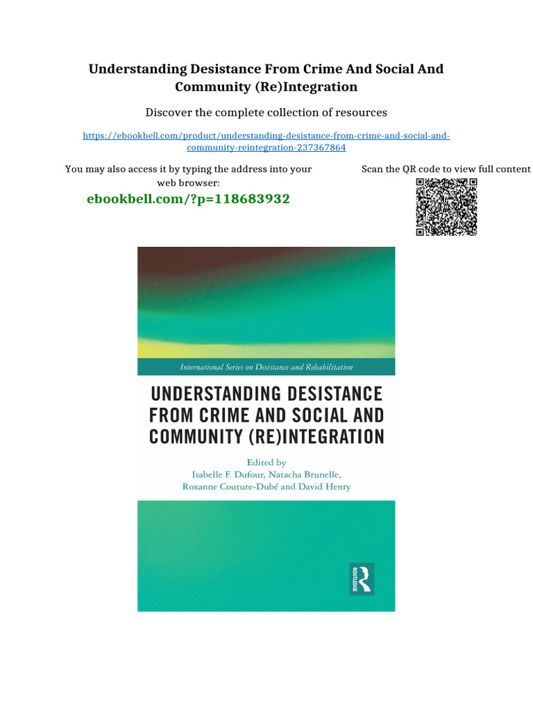 Understanding Desistance from Crime and Social and Community (Re ...