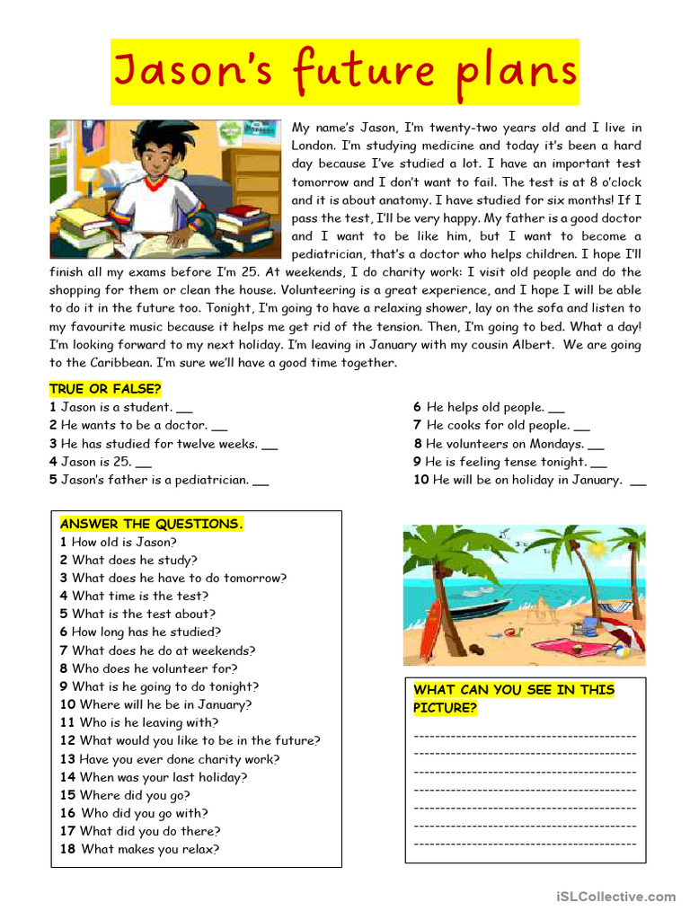 Reading - Jason's Future Plans | PDF