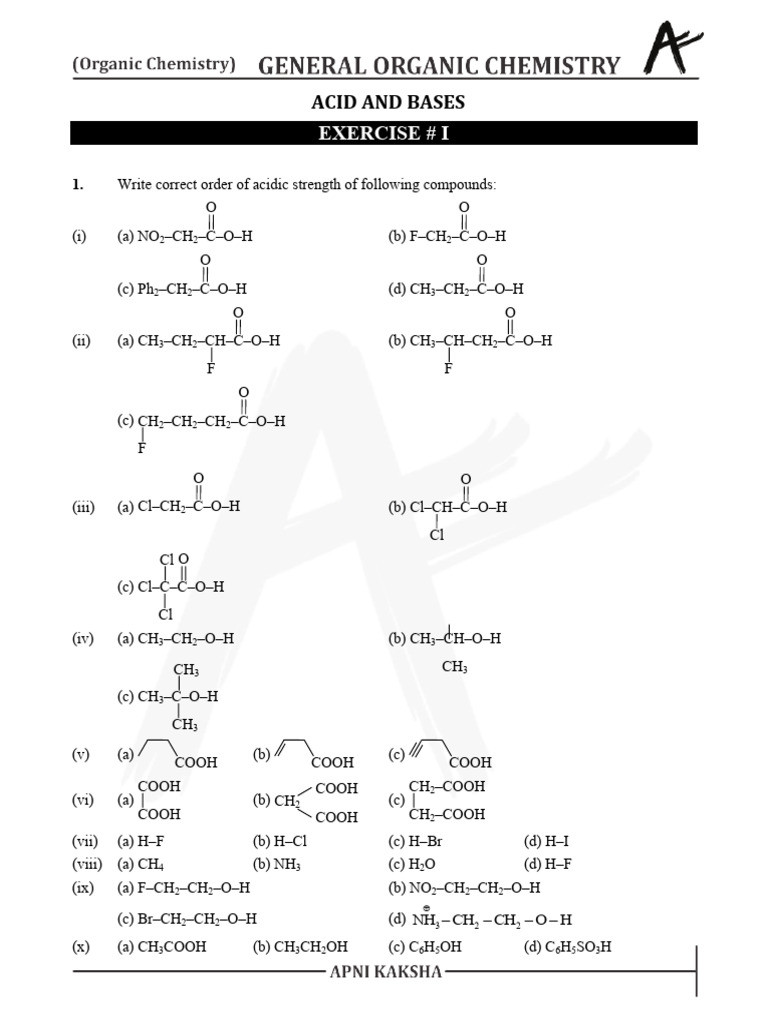 Sheet - 03 - General Organic Chemistry - Acids & Base | PDF ...