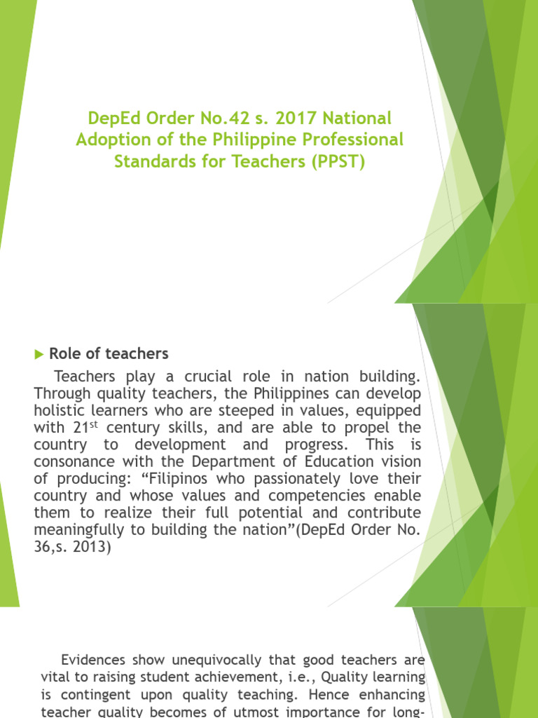 DepEd Order 42 S 2017 National Adoption and Implementation of PPST ...