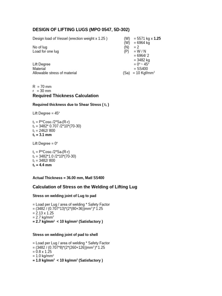 Design of Lifting Lugs | PDF