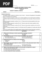 6th Class Science Final Exam Paper | PDF | Atmosphere Of Earth | Water