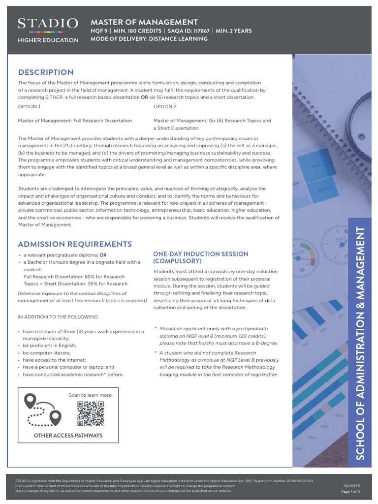 SOAAM Master of Management Fact Sheet DL 2026 | PDF | Customer ...