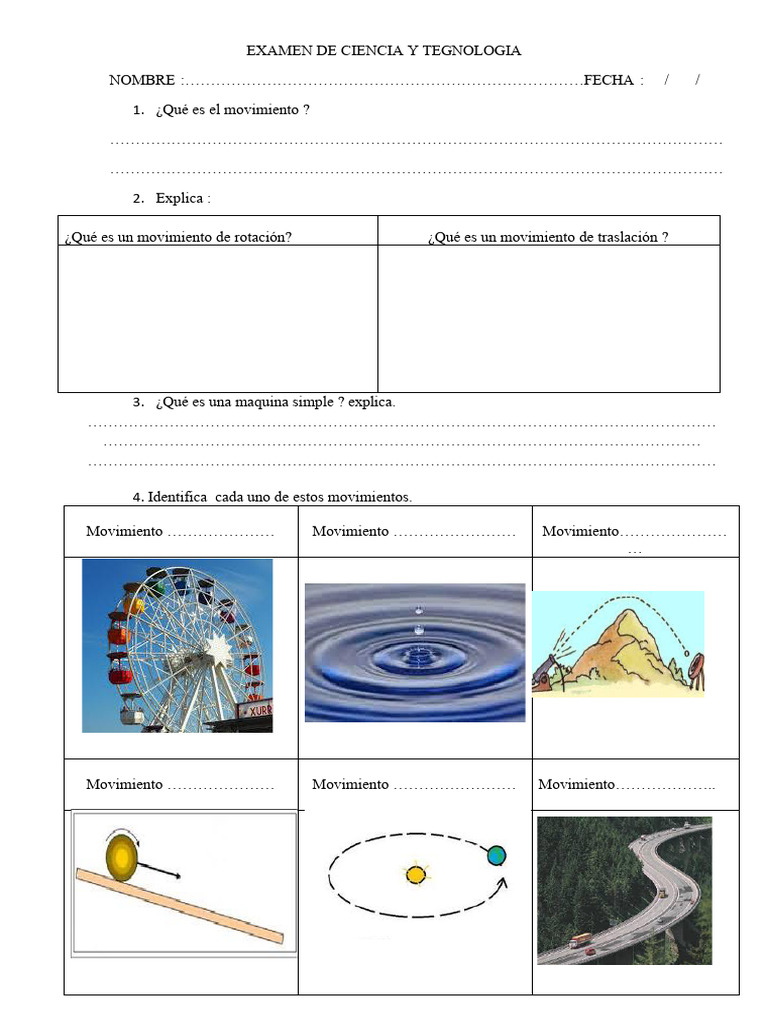 Examen de Ciencia y Tegnologia 3ro Maquinas | PDF