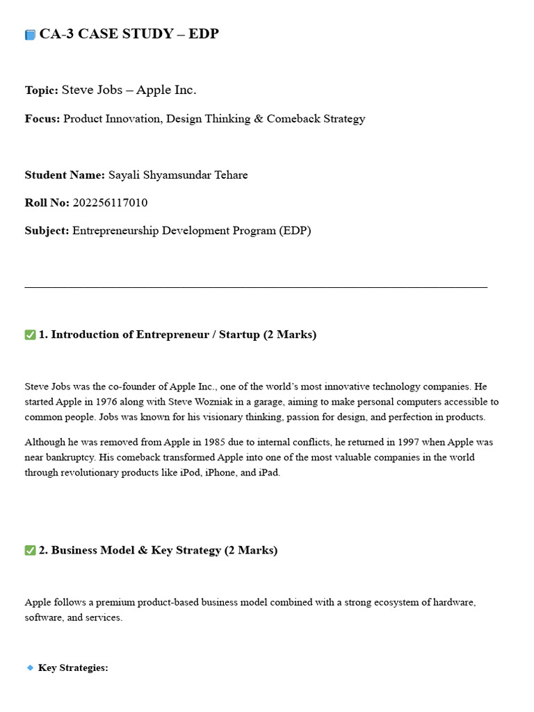 Edp Case Study - 20260123 - 203911 - 0000 | PDF | Apple Inc. | Steve Jobs