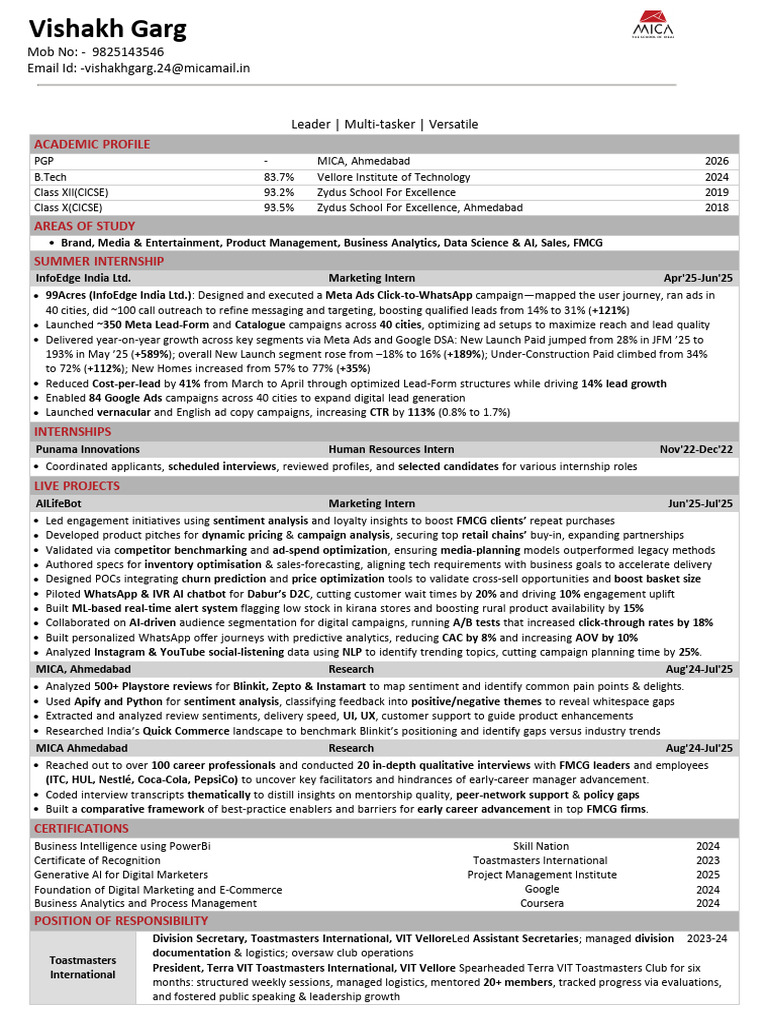 Vishakh CV 0611 1 | PDF | Business
