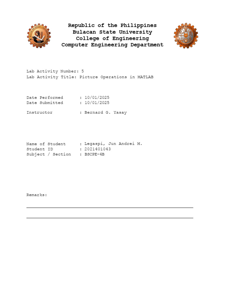 Legaspi Lab5 DSP | PDF | Pixel | Rgb Color Model