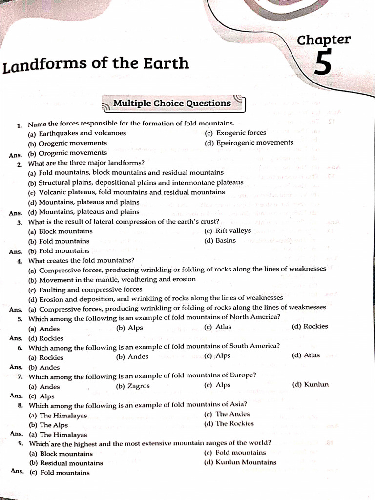 Oswal Gurukul Geography Ch5 Landforms of The Earth | PDF