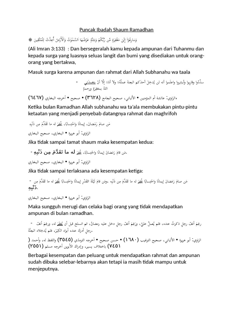 Puncak Ibadah Shaum | PDF