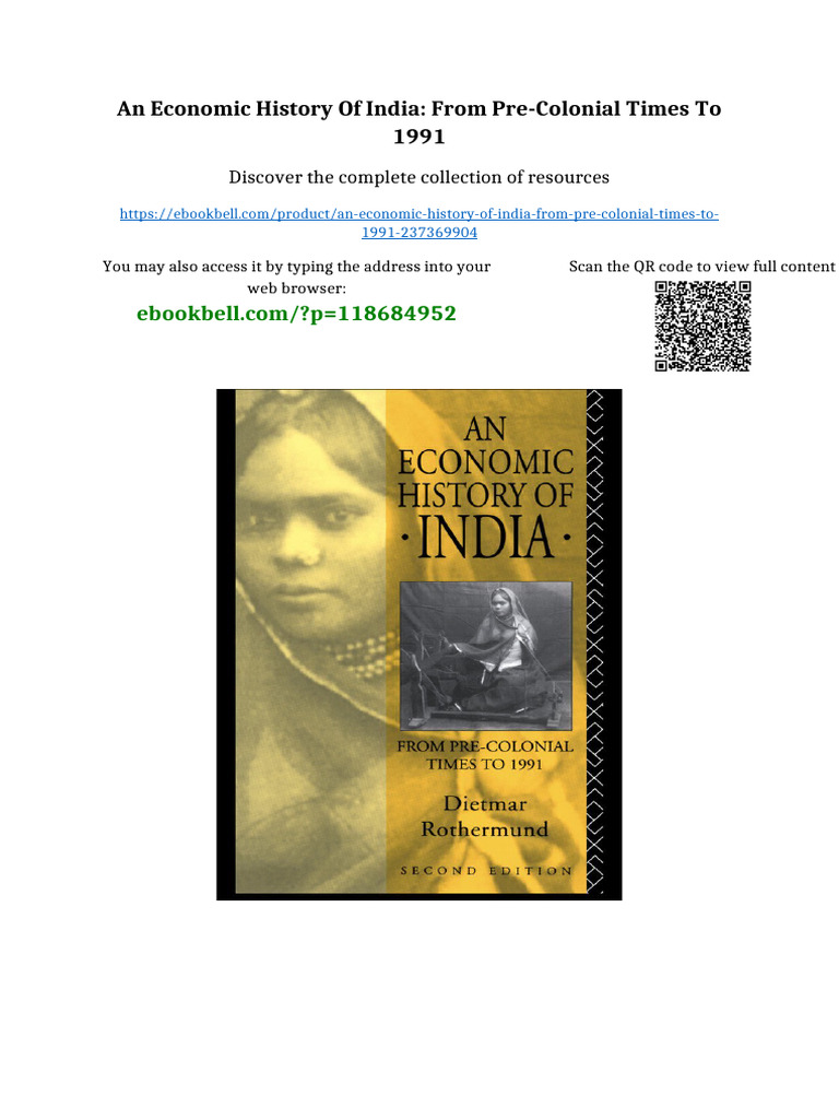An Economic History of India: From Pre-Colonial Times To 1991 All ...