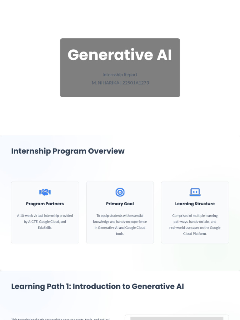 Generative AI Internship Report | PDF | Artificial Intelligence ...