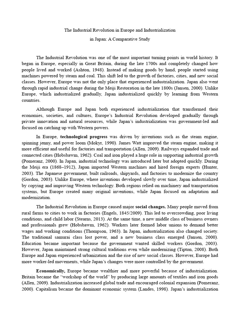 The Industrial Revolution in Europe and Industrialization | PDF ...