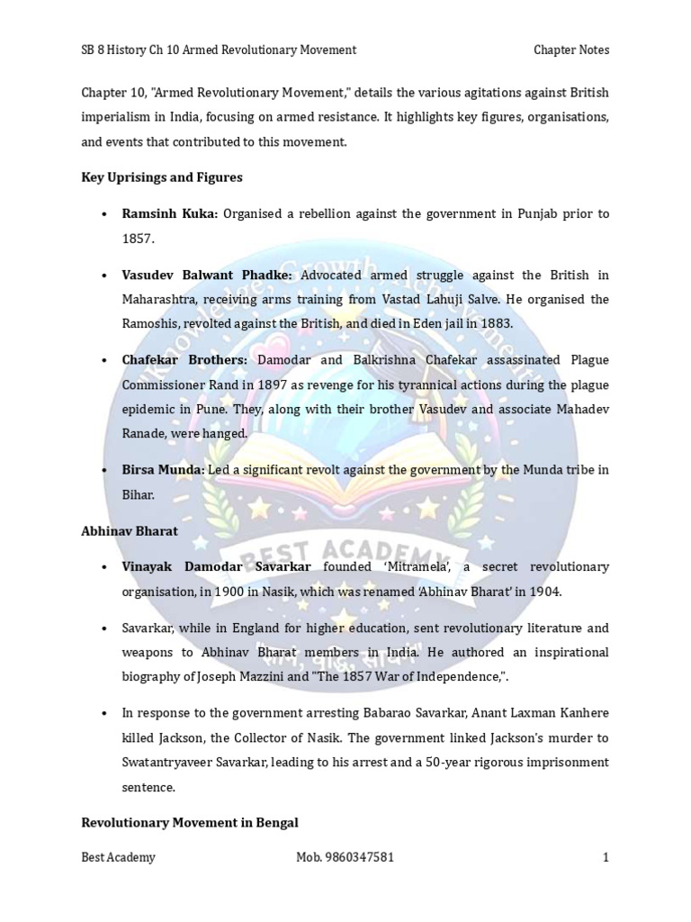 SB 8 History Ch. 10 Armed Revolutionary Movement Chapter Notes | PDF ...