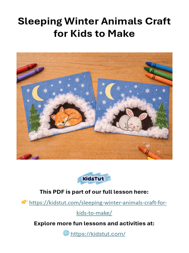 Sleeping Winter Animals Craft for Kids to Make | PDF