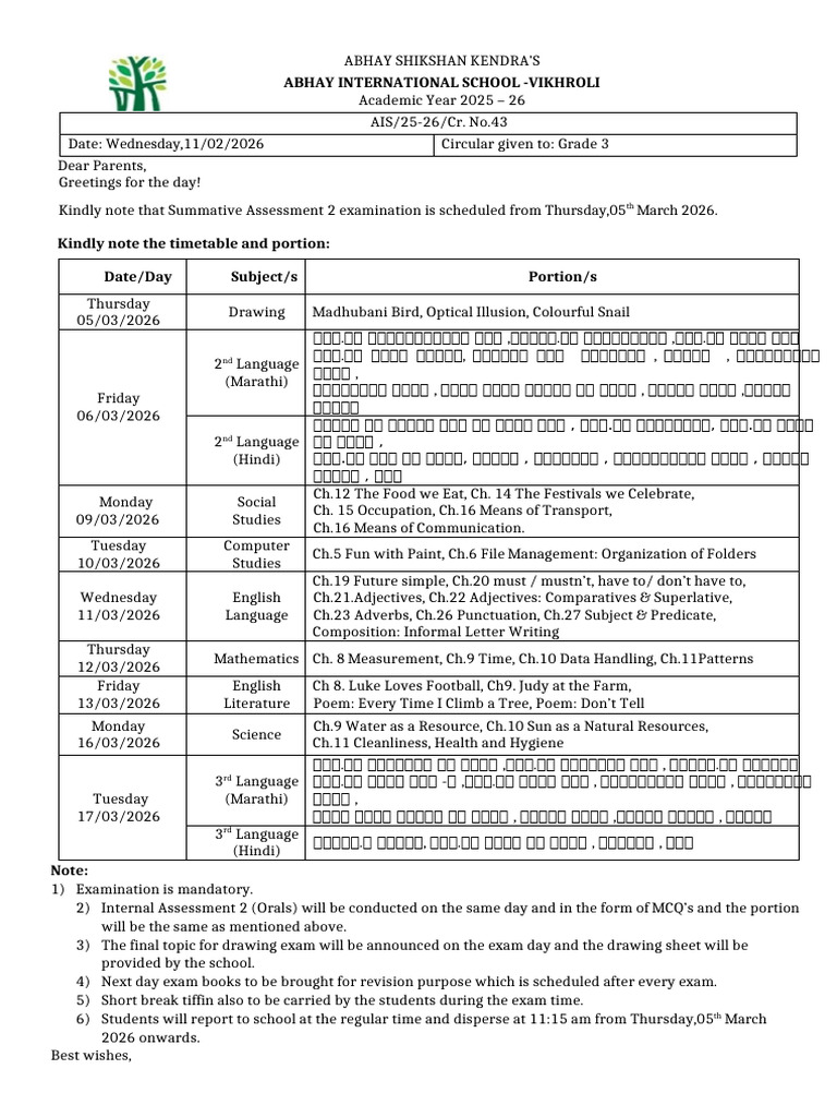 GR 3 - SA 2 - Timetable and Portion | PDF | Linguistics