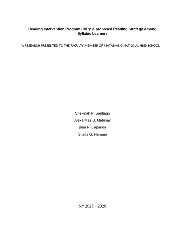 Reading Intervention Programrip | PDF | Reading Comprehension | Phonics